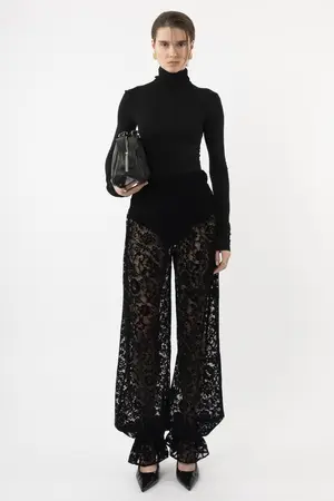 Arakii Velvet Lace Balloon Pants - Black