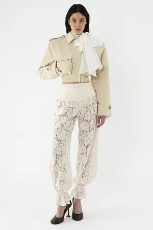 Arakii Velvet Lace Balloon Pants - Off-white