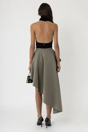Arakii Asymmetrical Spiral Skirt - Greige