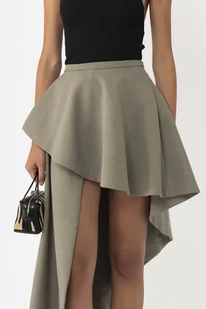 Arakii Asymmetrical Spiral Skirt - Greige