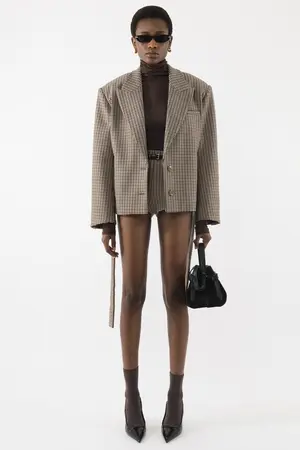 Arakii Checked Belt Jacket - Beige Check