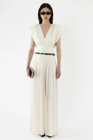 Arakii Pleated Silk Pants - Off-white