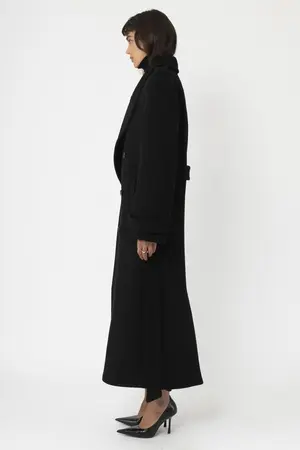 Arakii Wool Double Breasted Coat With Belt