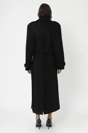 Arakii Wool Double Breasted Coat With Belt