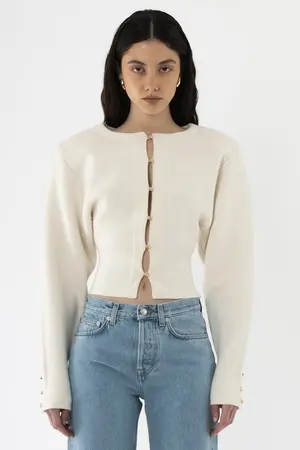 Arakii Wool Shoulder Pad Cardigan