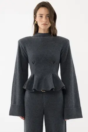 Arakii Knitted Peplum Turtleneck