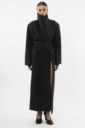 Arakii Asymmetric Pin Blazer - Dark Grey