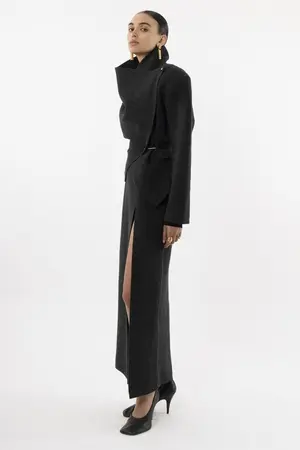 Arakii Asymmetric Pin Blazer - Dark Grey