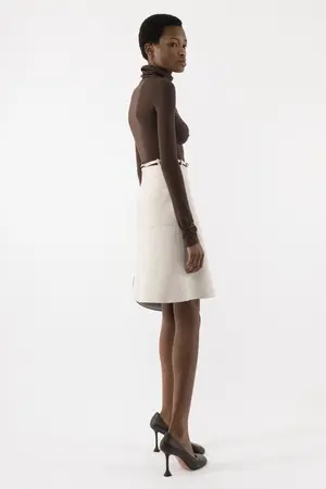 Arakii Belted Leather Skirt