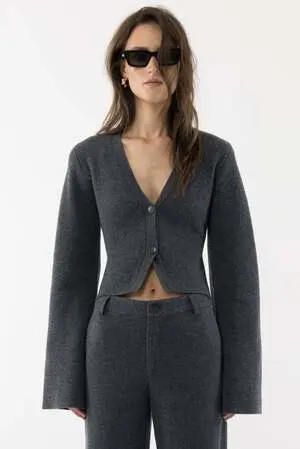 Arakii Tight Waist Cardigan - Dark Grey