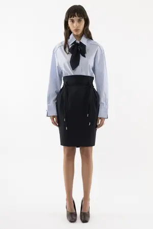 Arakii Suit Pencil Skirt - Navy Stripe