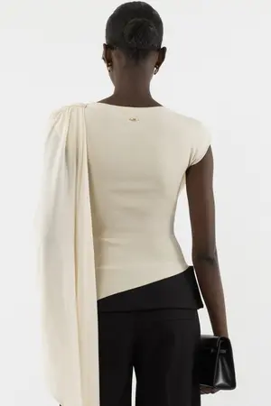 Arakii Draped Asymmetrical Top With Scarf Detail