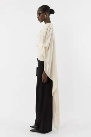 Arakii Draped Asymmetrical Top With Scarf Detail