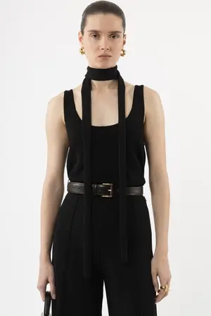 Arakii Mot Scarf Top - Black