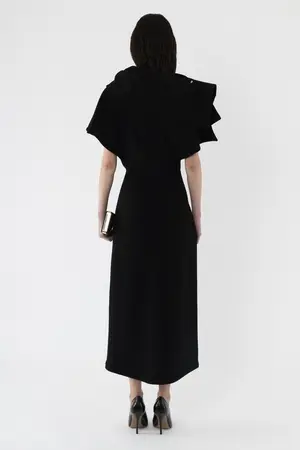 Arakii Sculptural Asymmetrical Collar Pin Dress