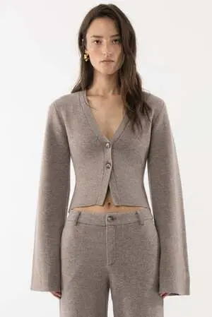 Arakii Tight Waist Cardigan - Greige
