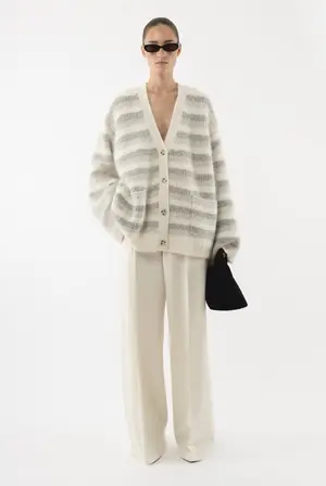Arakii Oversize Cardigan - Grey Stripe