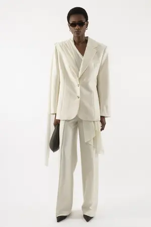 Arakii Oversized Silk Blazer - Off-white
