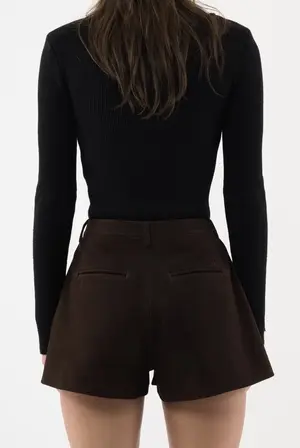 Arakii Pleated Leather Shorts