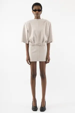Arakii Belted Suede Mini Dress - Cream White