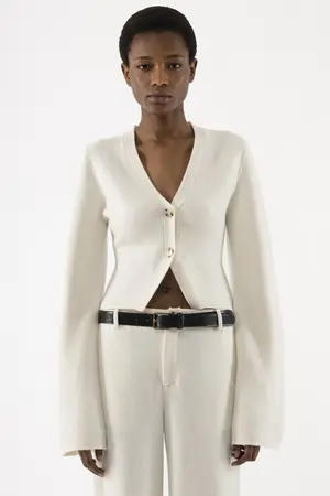 Arakii Tight Waist Cardigan - Off-white