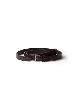Prada Antiqued Leather Belt - Coffee