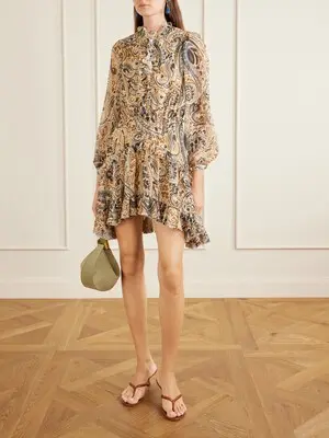Etro Tiered Ruffled Paisley-print Chiffon Mini Dress