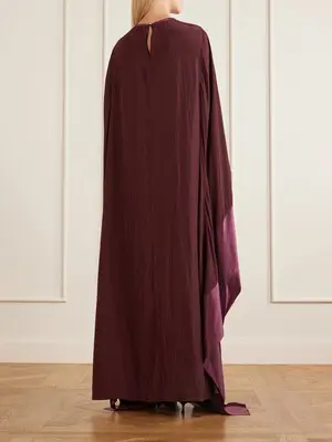 LANVIN Pleated Satin-trimmed Charmeuse Gown