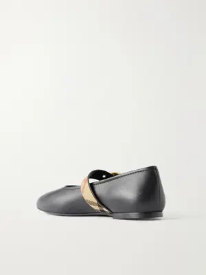 Burberry Checked Leather Mary Jane Ballet Flats