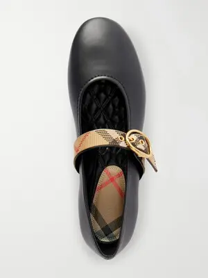 Burberry Checked Leather Mary Jane Ballet Flats