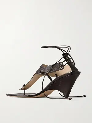 CHRISTEN Edge T-strap 75 Textured Leather Sandals