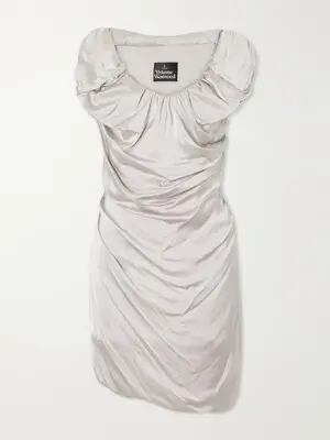 VIVIENNE WESTWOOD Ginnie Gathered Satin Mini Dress - Silver