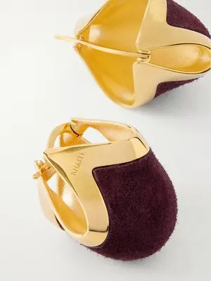 Khaite Gold-plated And Suede Drop Earrings - Burgundy