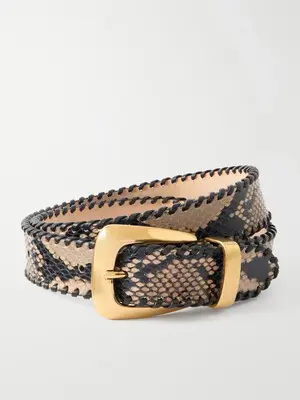 Khaite Benny Snake-effect Leather Belt - Animal Print