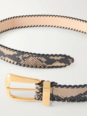 Khaite Benny Snake-effect Leather Belt