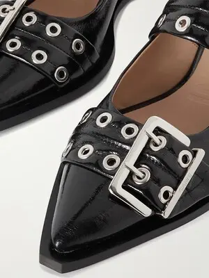 GANNI Embellished Recycled Point-toe Slingback Flats