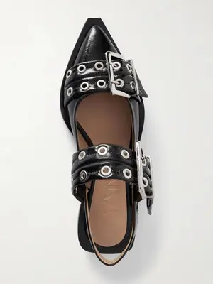 GANNI Embellished Recycled Point-toe Slingback Flats