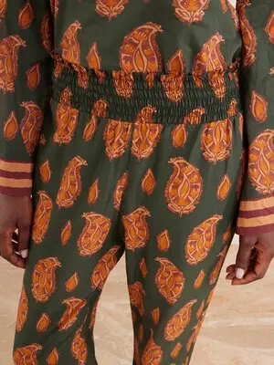 Johanna Ortiz Oasis Of The Rider Printed Cotton-voile Tapered Pants - Green