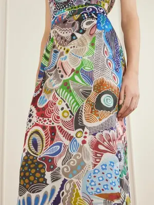 HEIRLOME Irene Printed Silk-organza Midi Skirt - Blue