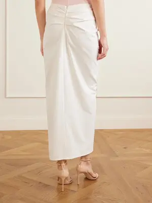 Magda Butrym Embellished Gathered Cotton Midi Skirt - Neutrals