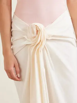 Magda Butrym Embellished Gathered Cotton Midi Skirt - Neutrals