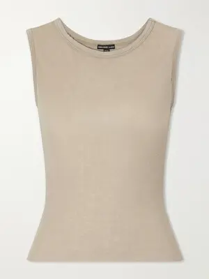 JAMES PERSE Ribbed Cotton And Cashmere-blend Tank - Brown