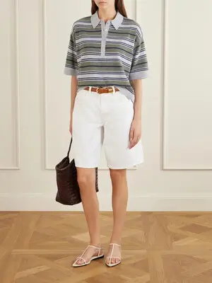 TWP Striped Cashmere Polo Sweater