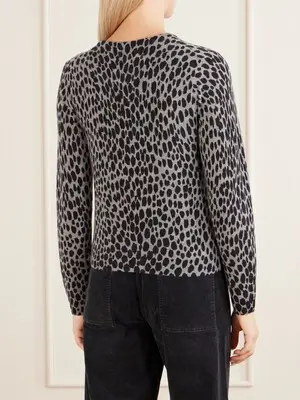 NILI LOTAN Keelah Leopard-jacquard Cashmere Cardigan - Gray