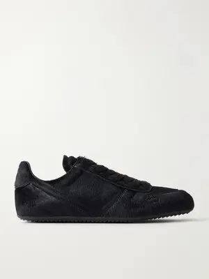 Rick Owens Minimal Sneaks Calf-hair And Leather Sneakers - Black