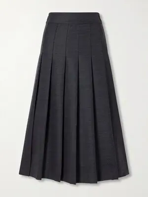 RÓHE Pleated Wool-blend Midi Skirt - Gray