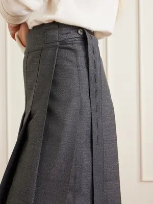 RÓHE Pleated Wool-blend Midi Skirt