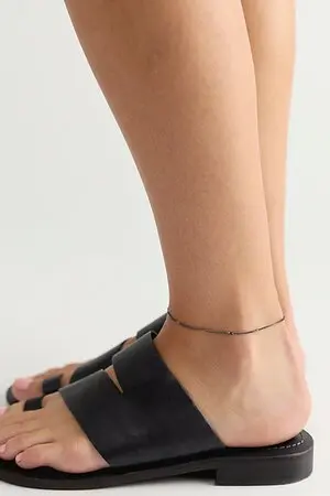 Free People Flora Chain Anklet With Satellite Detail - Hematite
