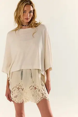 We The Free Boxy Crew-neck Silk Tee At - Tea