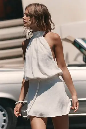 Free People Sandshell Linen Drea Mini Dress At